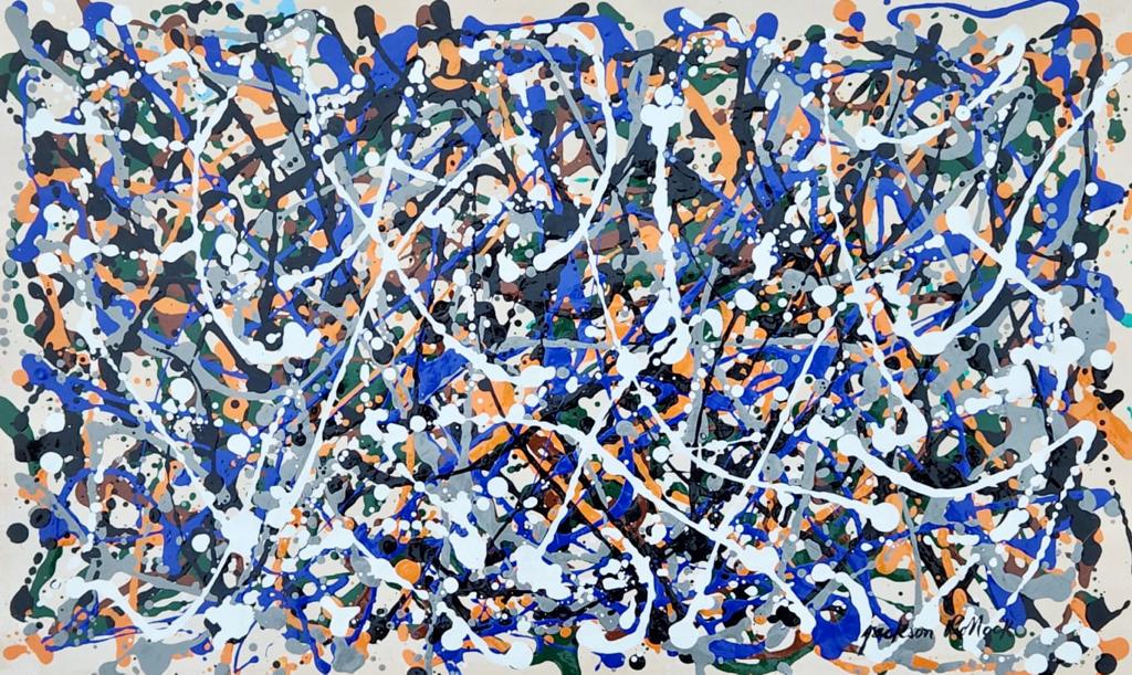 Jackson Pollock American (oil On Paper Painting) In The Style Of