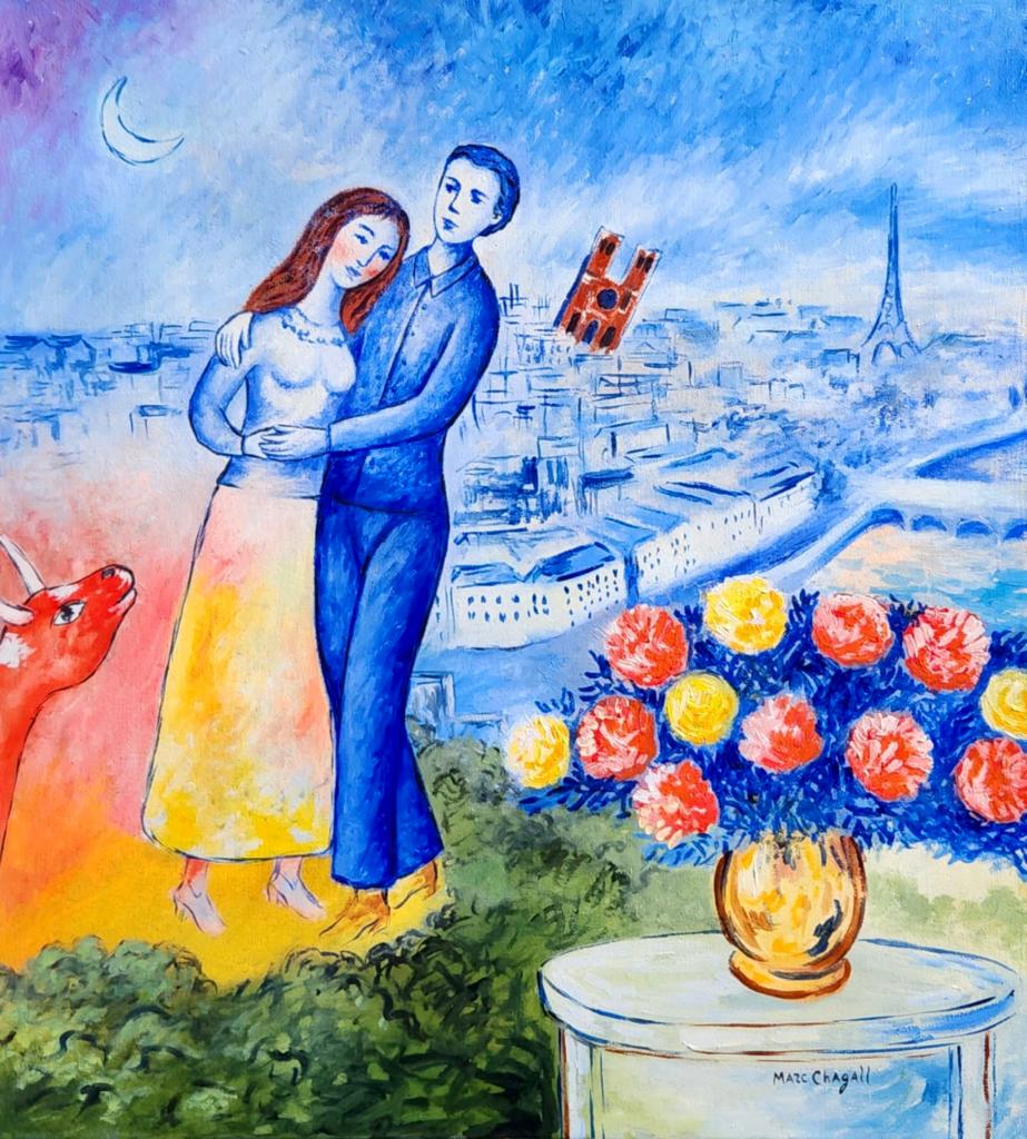 Marc Chagall Russian 1887 1985 (oil On Canvas Painting) In The Style Of