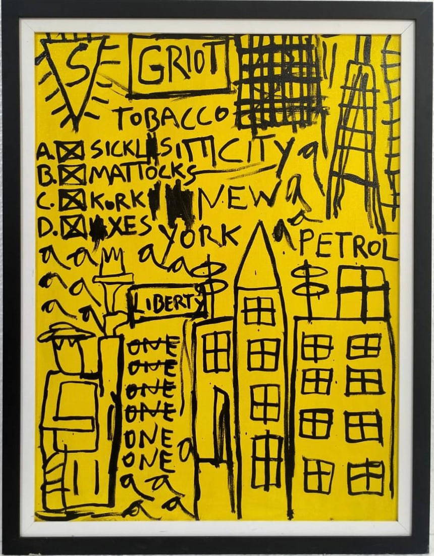 Jean Michel Basquiat Abstract In The Style Of. Andy Warhol And Haring ...