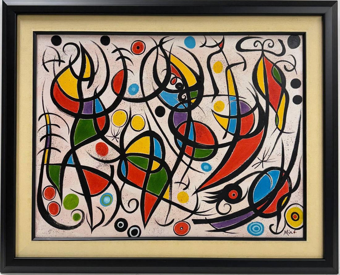 Joan Miro Spanish 1893 - 1983 Oil On Canvas In The Style Of. Dali ...