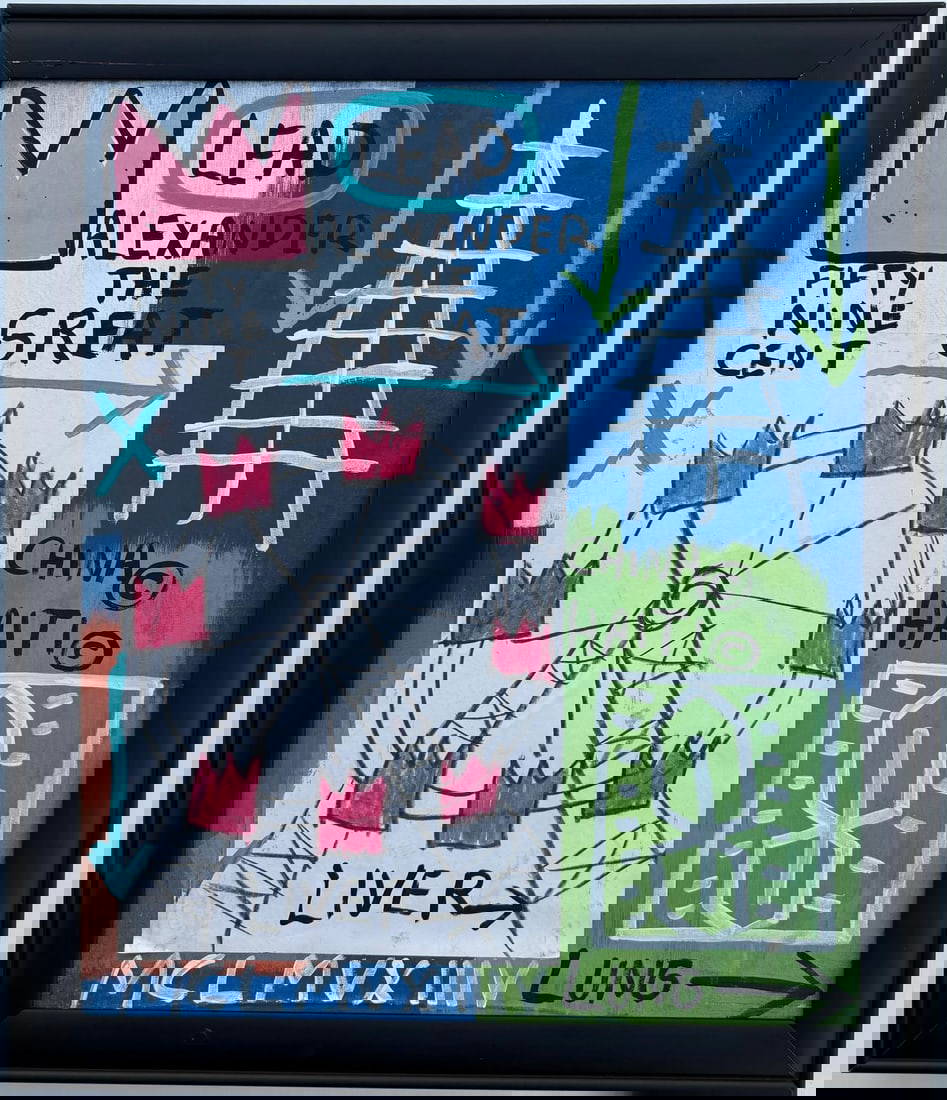 Jean Michel Basquiat Abstract In The Style Of. Andy Warhol And Haring ...