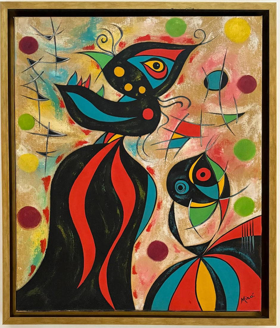 Joan Miro Spanish 1893 - 1983 Oil On Canvas In The Style Of. Dali ...
