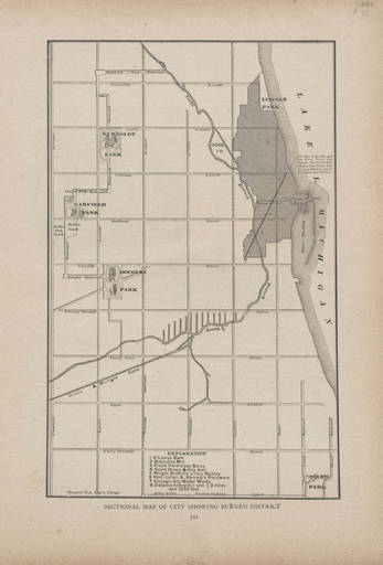 Sectional Map Of The City Showing Burned District