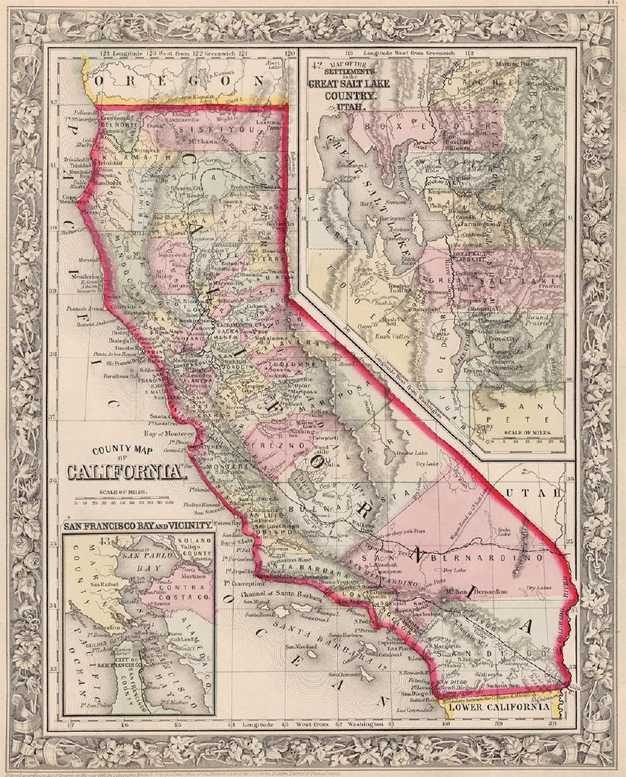 1860 County Map Of California