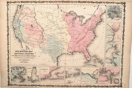 1861 Civil War Military Map Of The U.s.