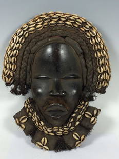 African Ivory Coast Dan Cowrie Shell Mask