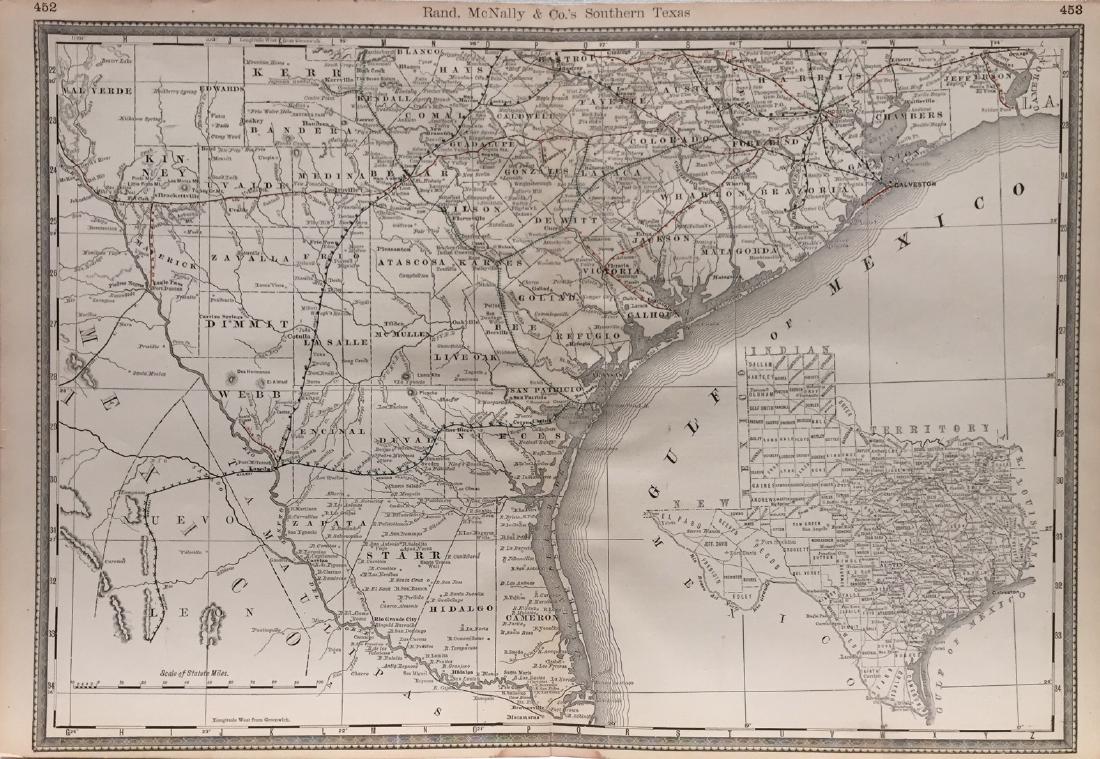 Rand Mcnally & Co.'s Railroad Map Of South Texas