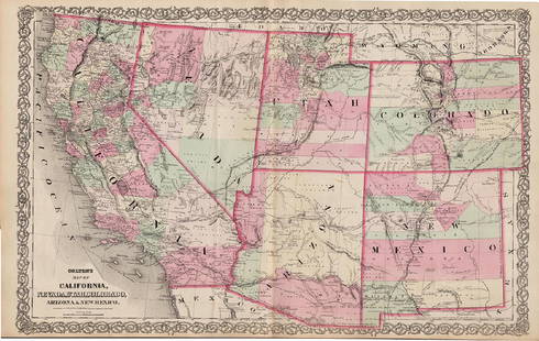 Colton: Map Of California Nevada Utah Colorado Arizona