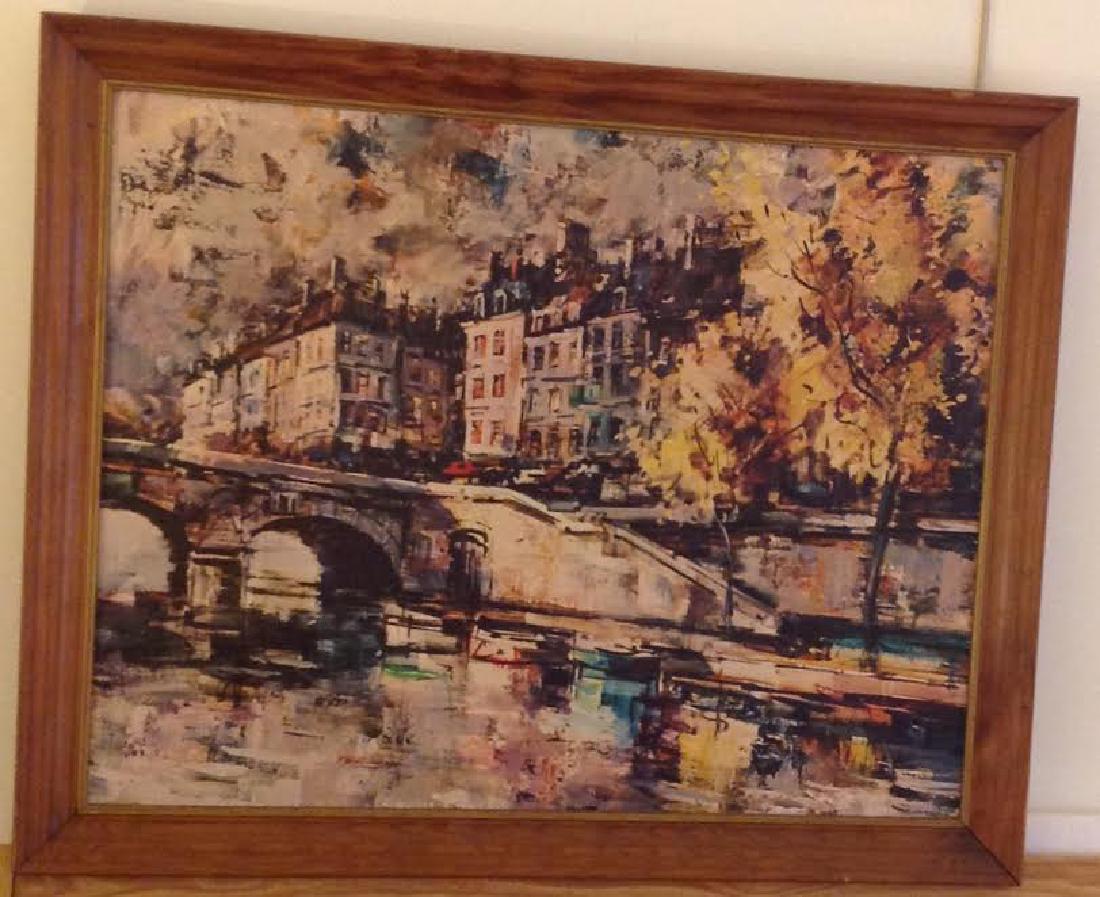 Signed J Warner Townscape Oil Painting