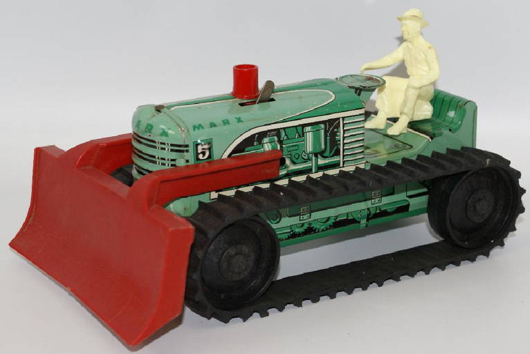 Vintage Marx 1940's Tin Litho Wind #5 Tractor Bulldozer