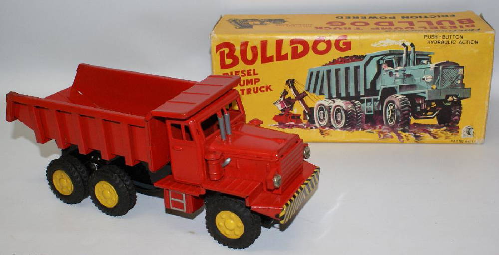 Vintage 1950's Friction Bulldog Diesel Dump Truck
