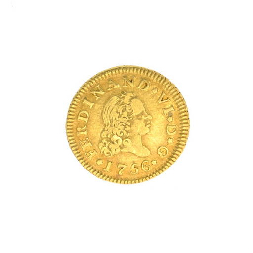 Rare 1756 Spain 1/2 Escudo Bust, Gold Coin