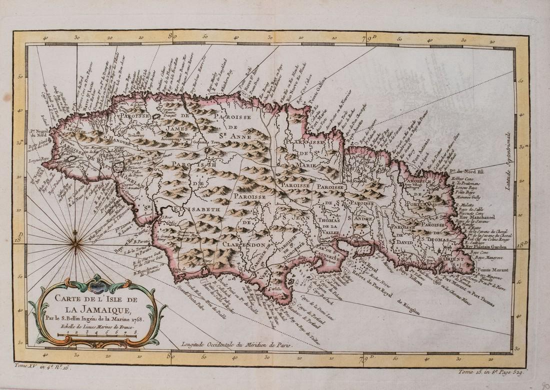 Bellin: Map Of Jamaica, 1756