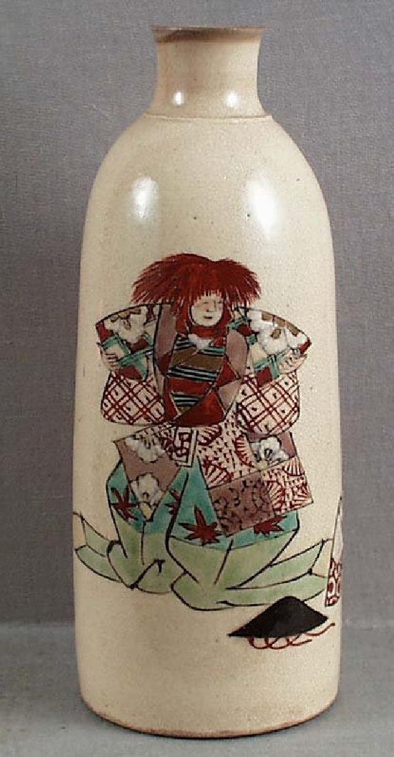 Japanese Satsuma Tokkuri Sake Bottle Samurai, 19th C