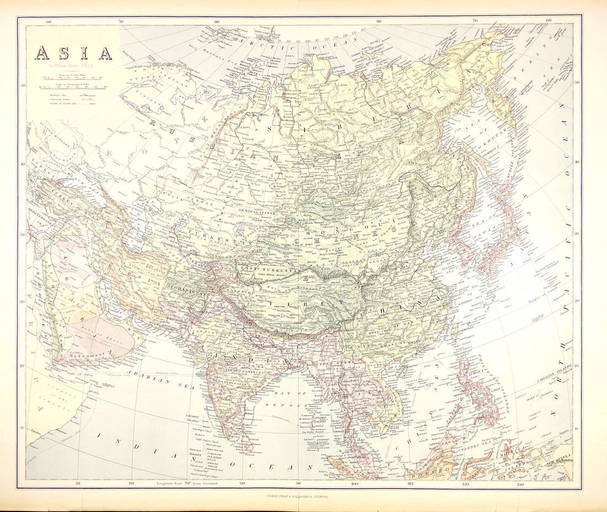 Shawe: Map Of Asia, 1880