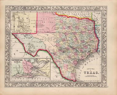 Flemming Map Of Texas With Inset Of Galveston Bay