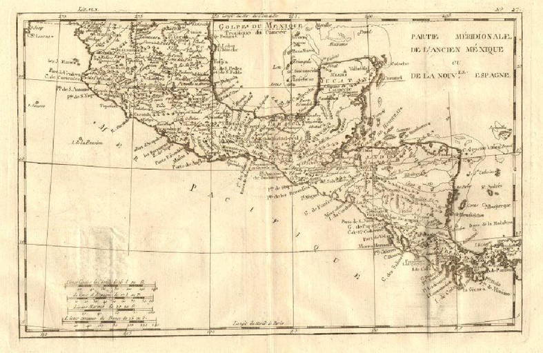 Bonne: Map Of Southern Mexico, 1783