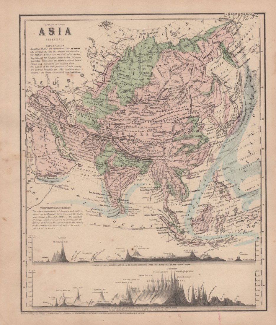 Colton: Map of Asia, Physical, 1860