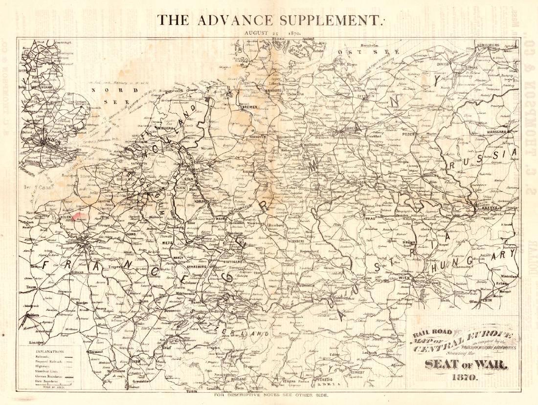 Rail Road Map of Central Europe, 1870