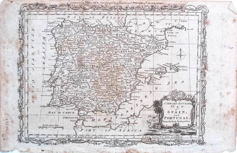 Millar: Map Of Spain & Portugal, 1768
