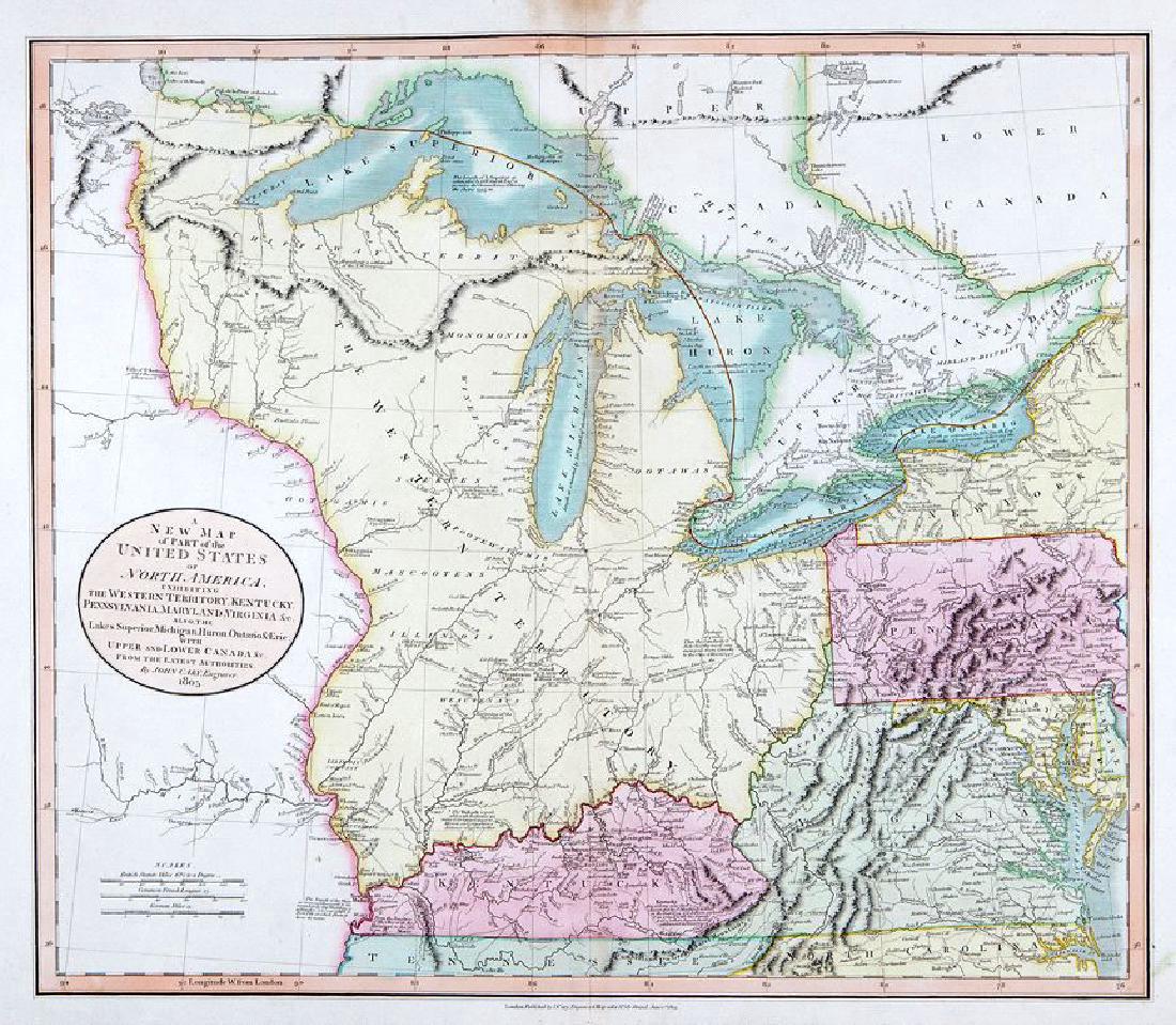 Cary: Us Western Territory/great Lakes Region Map, 1805