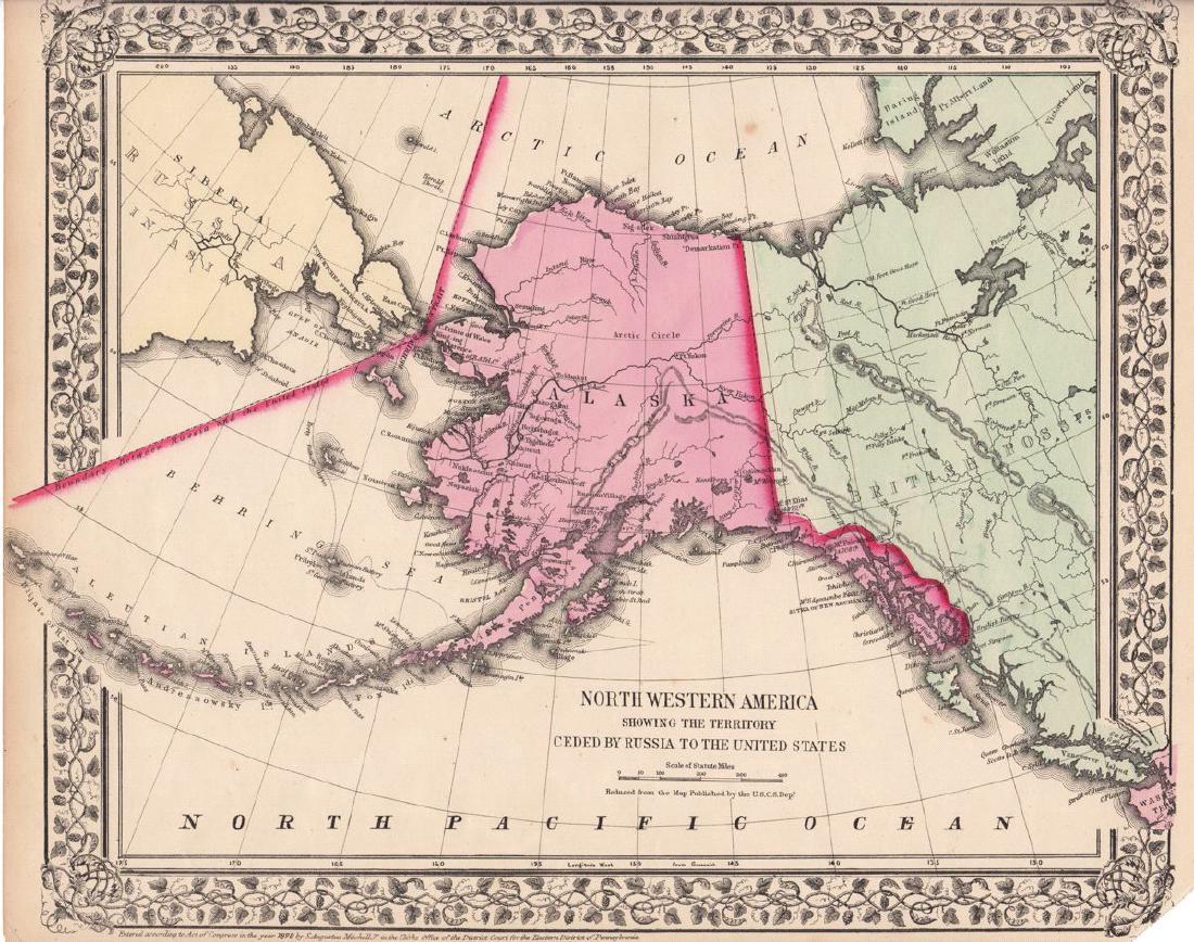 Mitchell: Map Of North Western America/alaska, 1870