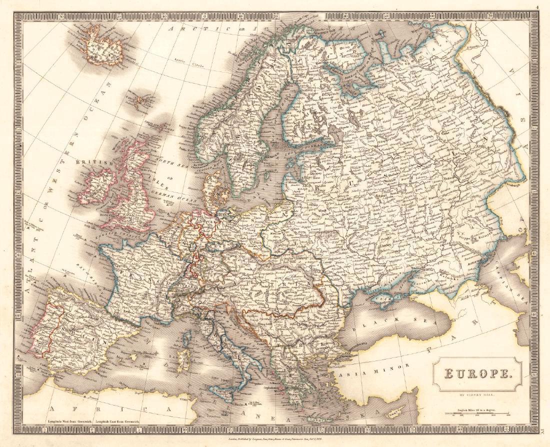 Sidney Hall: Antique Map of Europe, 1830
