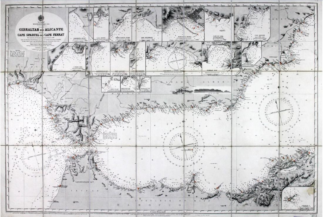 Antique Nautical Chart Of West Mediterranean Sea