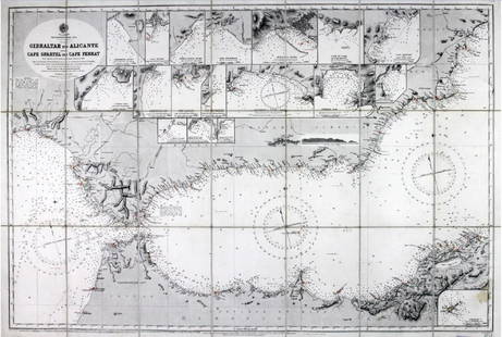 Antique Nautical Chart Of West Mediterranean Sea
