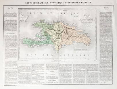 Fielding: Antique Historical Map Of Haiti, 1825