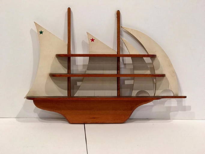 Vintage Clipper Ship Display Shelf