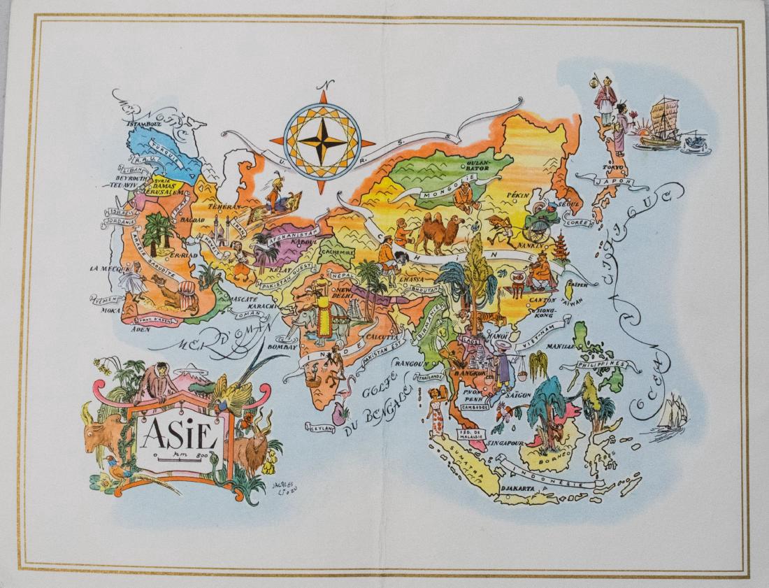 PanAm: Vintage Pictorial Map of Asia, 1960