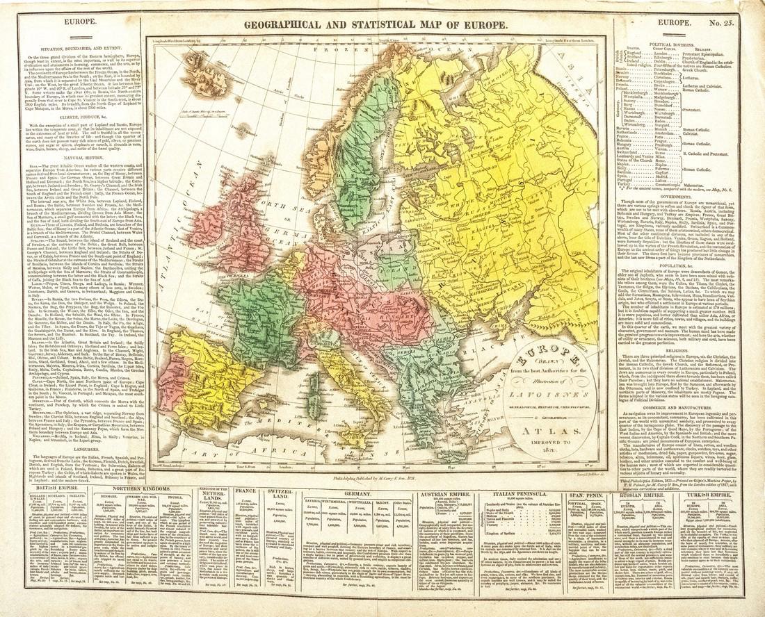 Lavoisne: Antique Map Of Europe, 1821