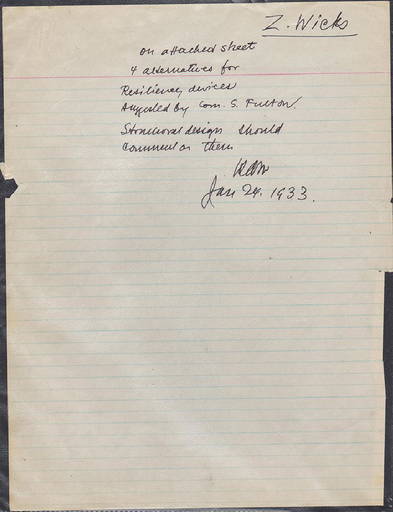 Note: Handwritten Pencil, Karl Arnstein To Z(eno) Wicks