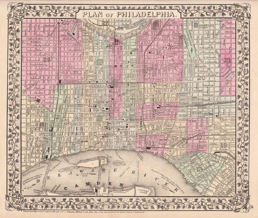 Mitchell: Antique Plan of Philadelphia, 1870