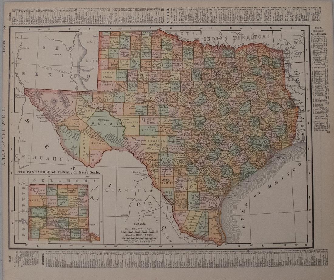 Rand McNally: Antique Map of Texas & Indian Territory