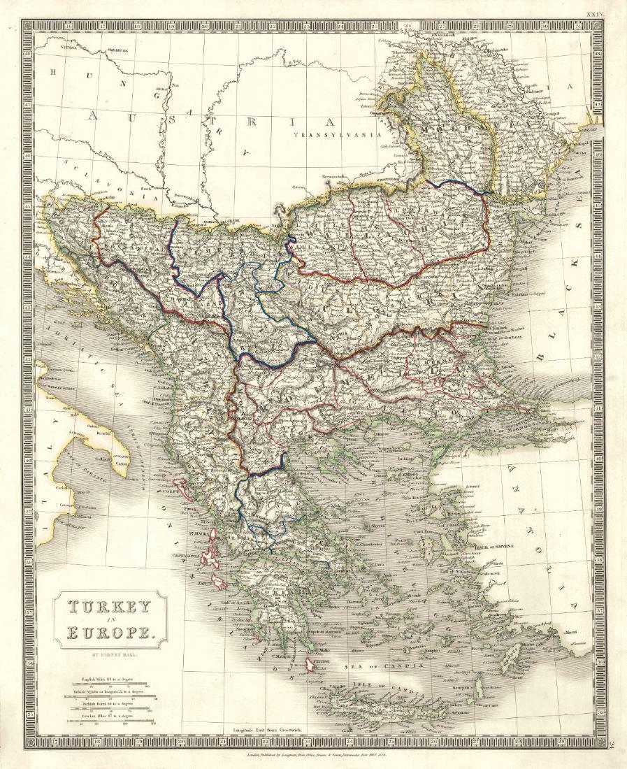 Sidney Hall: Antique Map of Turkey in Europe, 1830