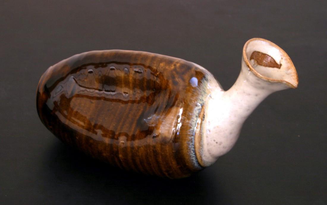 Vintage Japanese Heisei Glazed Ceramic Sake Flask