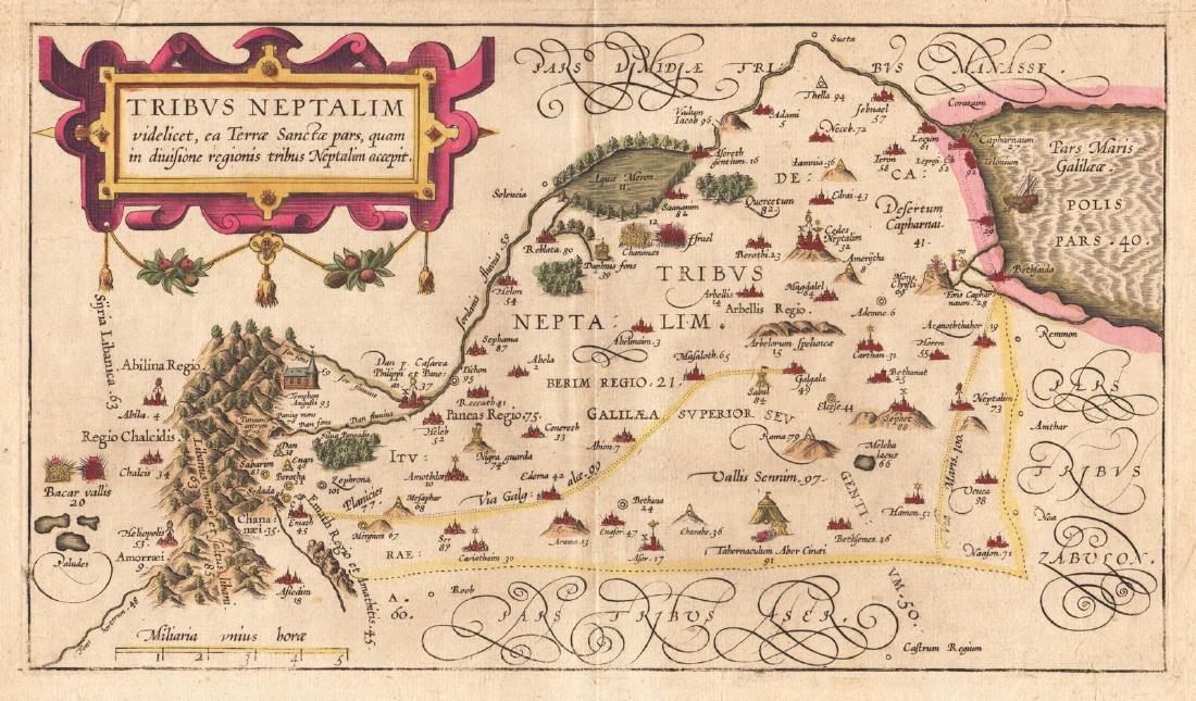 von Adrichom: Antique Map of Holy Land / Naphtali, 1584