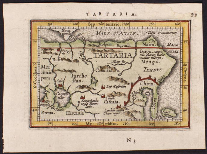 Ortelius: Antique Map Of Tartaria With Great Wall, 1601
