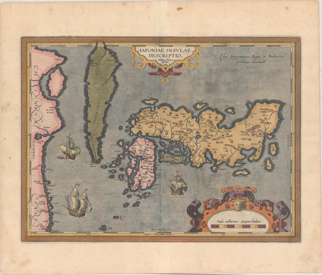 Ortelius: First Map of Japan in European Atlas, 1595