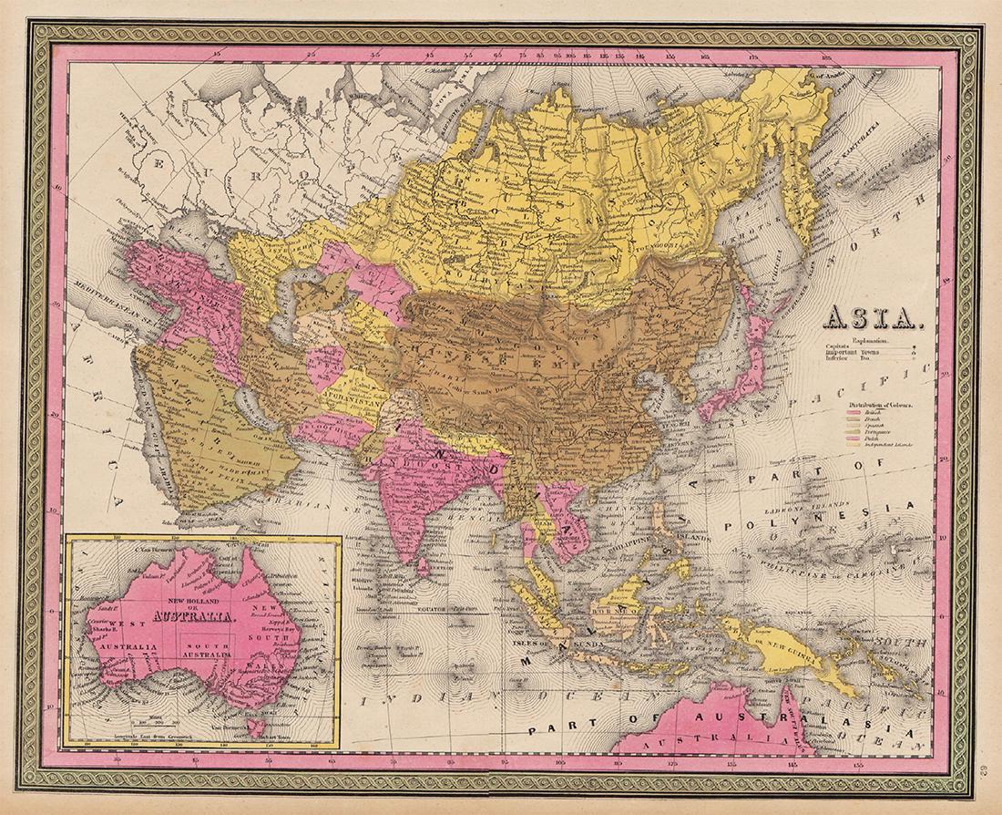 Mitchell: Rare Antique Map of Asia, 1848