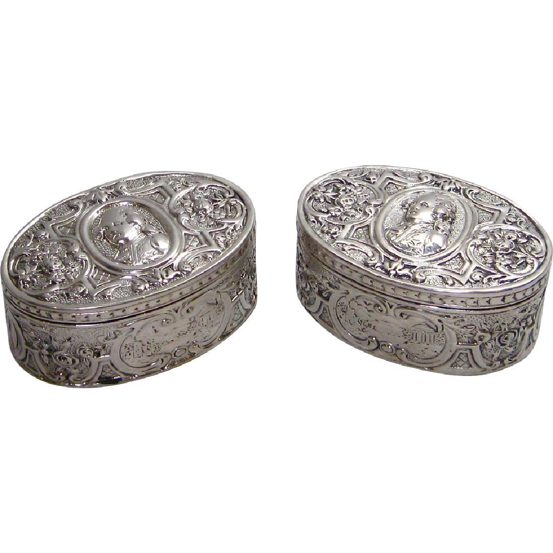 Antique German Hanau 800 Silver Boxes, 1890