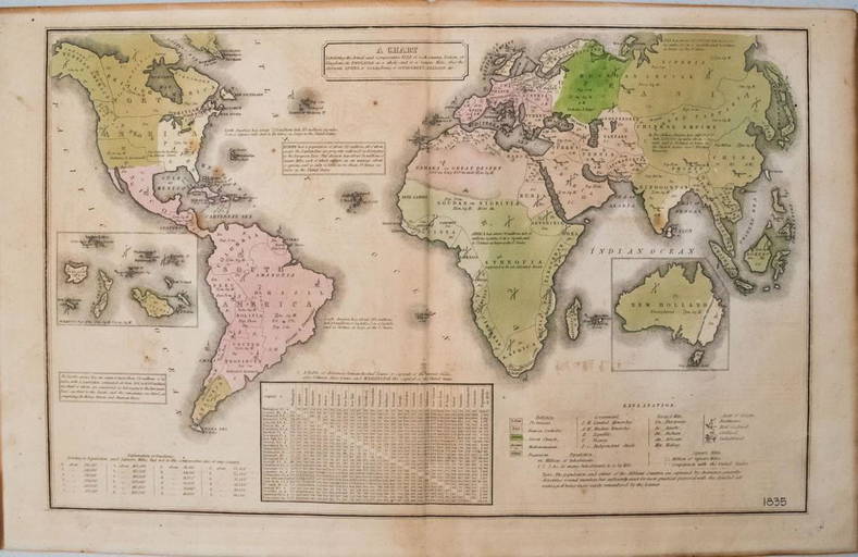 Smith: Antique Map Of The World, 1835