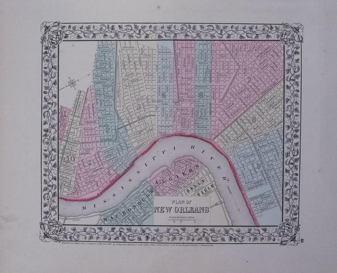 Mitchell: Antique Map of New Orleans, 1867