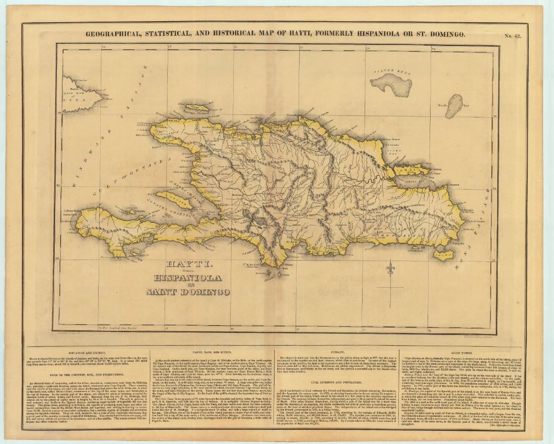 Fielding: Antique Historical Map of Haiti, 1825