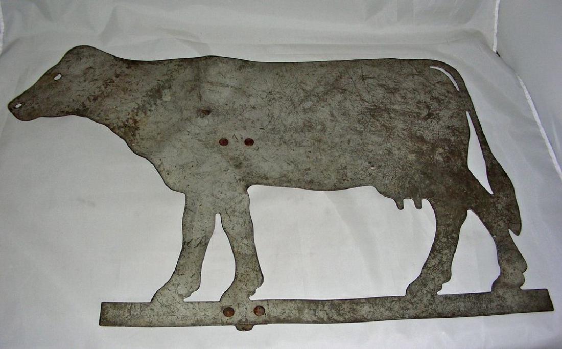 Heavy Sheet Metal Cow Weathervane, Mid 20th Century