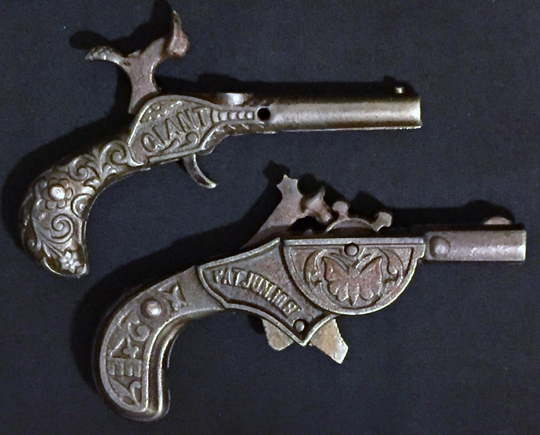 2 Antique Cast Iron Cap Guns Late 19th Century