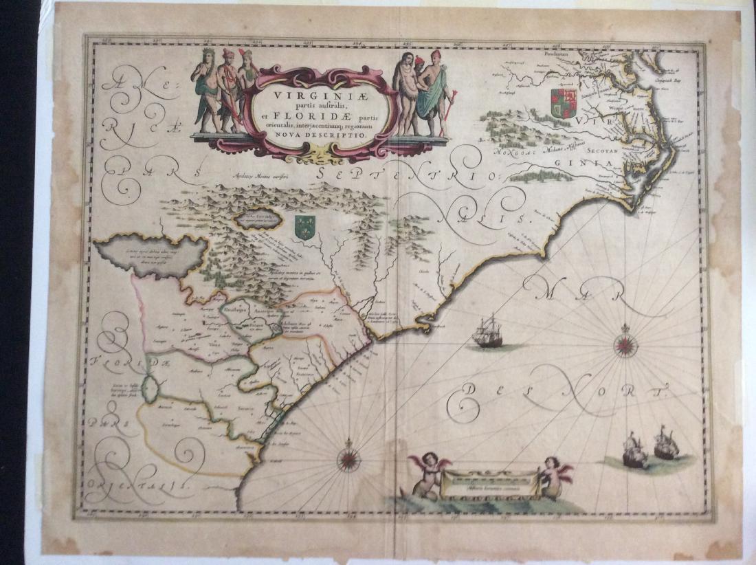 Janssonius: Antique Map of Virginia to Florida, 1639