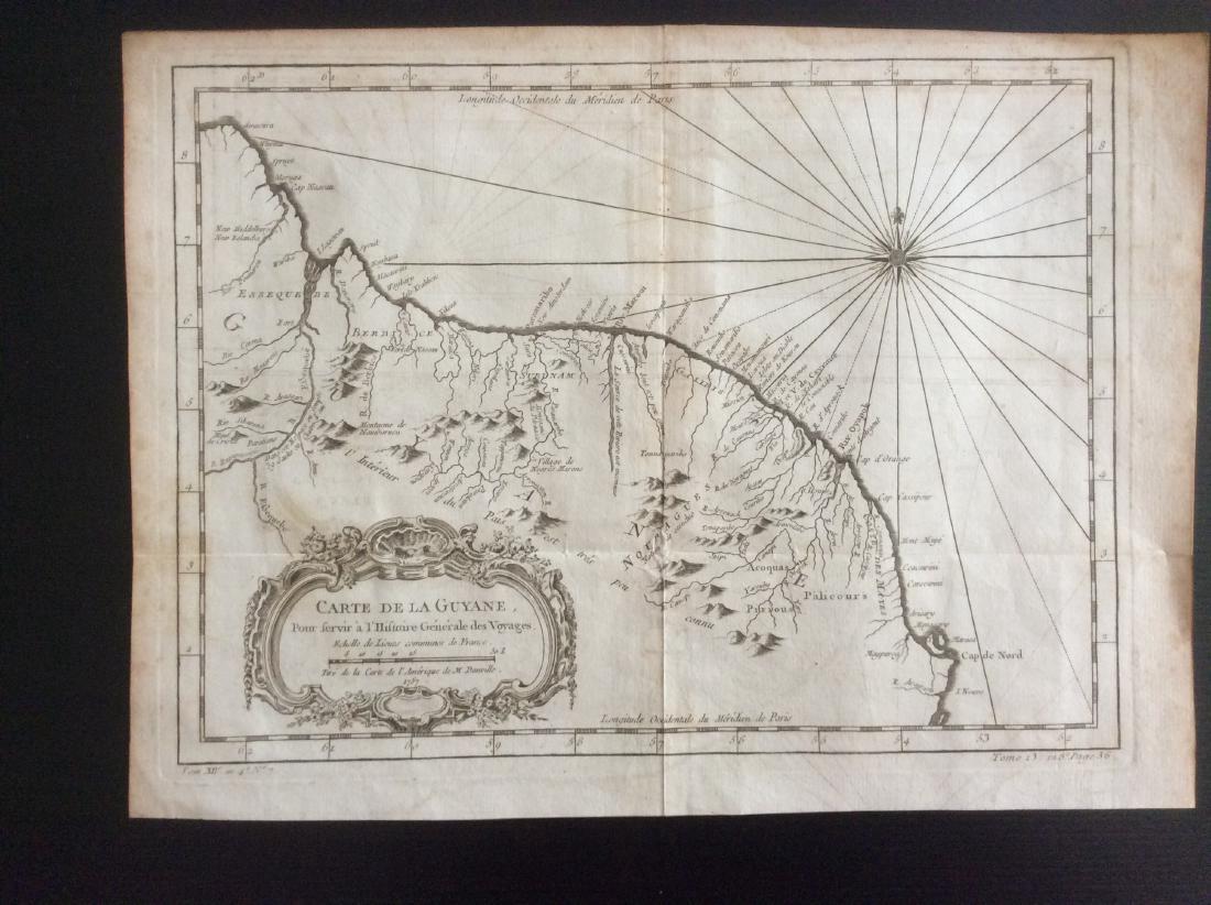 Bellin: Antique Map of Guyana, 1750